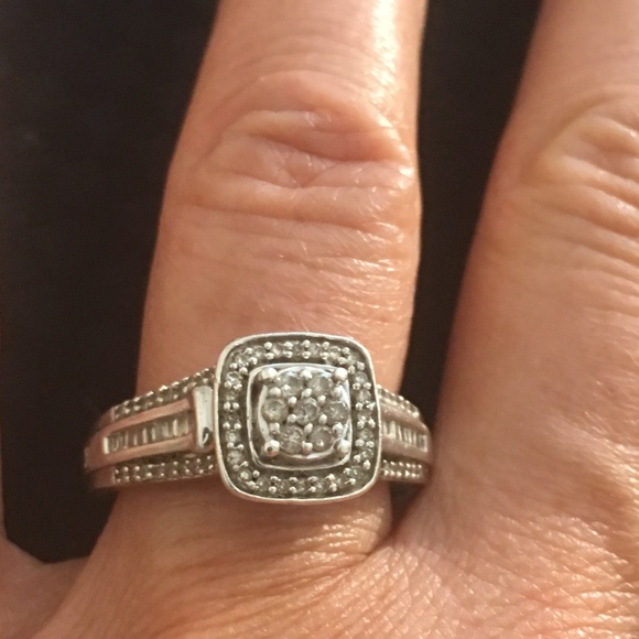 Jewelry | Solid Sterling Silver Diamond Engagement Ring | Poshmark